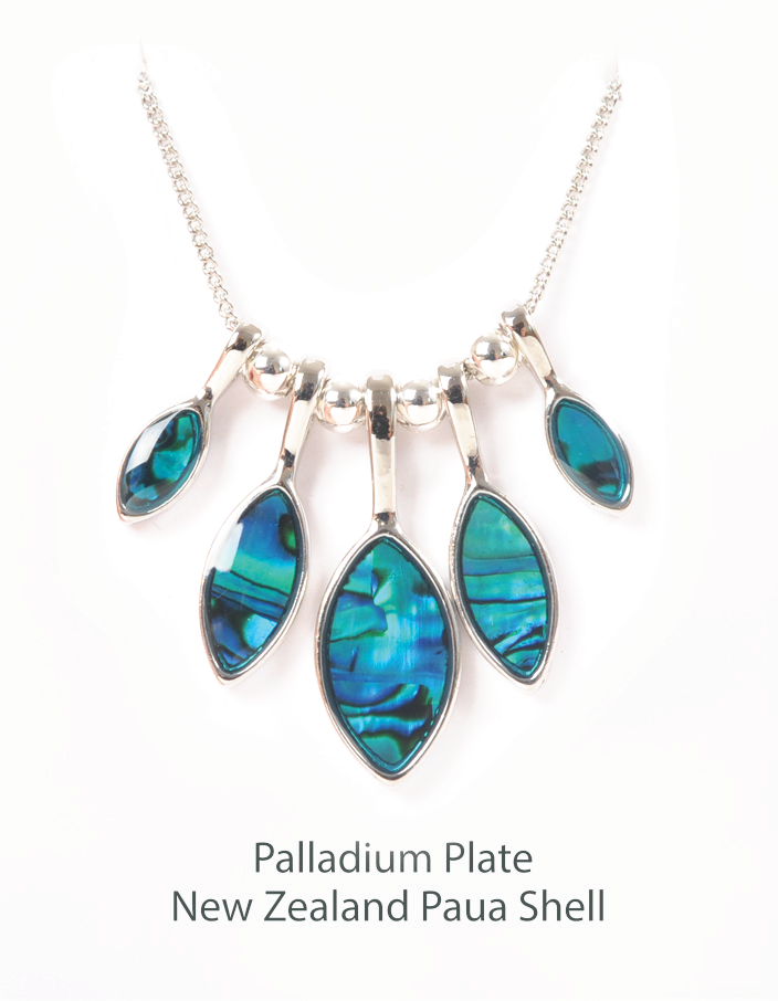 Marine Opal | Paua Shell Necklace 5 Leaves